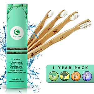 Green2You - Set of 4 Bamboo Toothbrushes