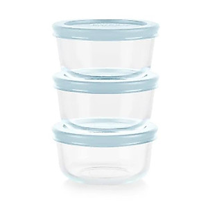Pyrex® Simply Store® 6-piece 1-cup Round Glass Storage Set with Cloud Blue Lids