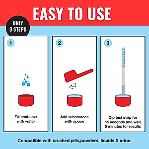 Fentanyl Test Strip Kit - Includes 5 Fentanyl Test Strips, Mixing Container, 10mg Spoon and Instructions - 5 Pack