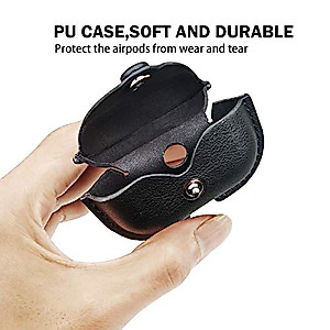 MODOS LOGICOS Charging Case Cover for Apple Air Pods Pro, Leather Case with Secure Snap-Fastener Compatible with Apple AirPods Pro 1st (2019) / AirPods Pro 2nd (2022) Charging Case - Black