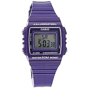 Casio W-215H-6 Men's Digital Quartz Watch with Resin Strap, Purple/Grey, Bracelet