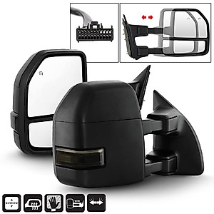 ACANII - [2017 STYLE] Telescoping Power Heat Smoke led Signal Towing Mirrors Left+Right For 2008-16 Ford F250 F350 F450
