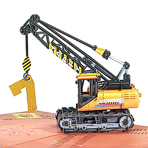 Liif crane 7th pop up card, birthday card for 7 years old