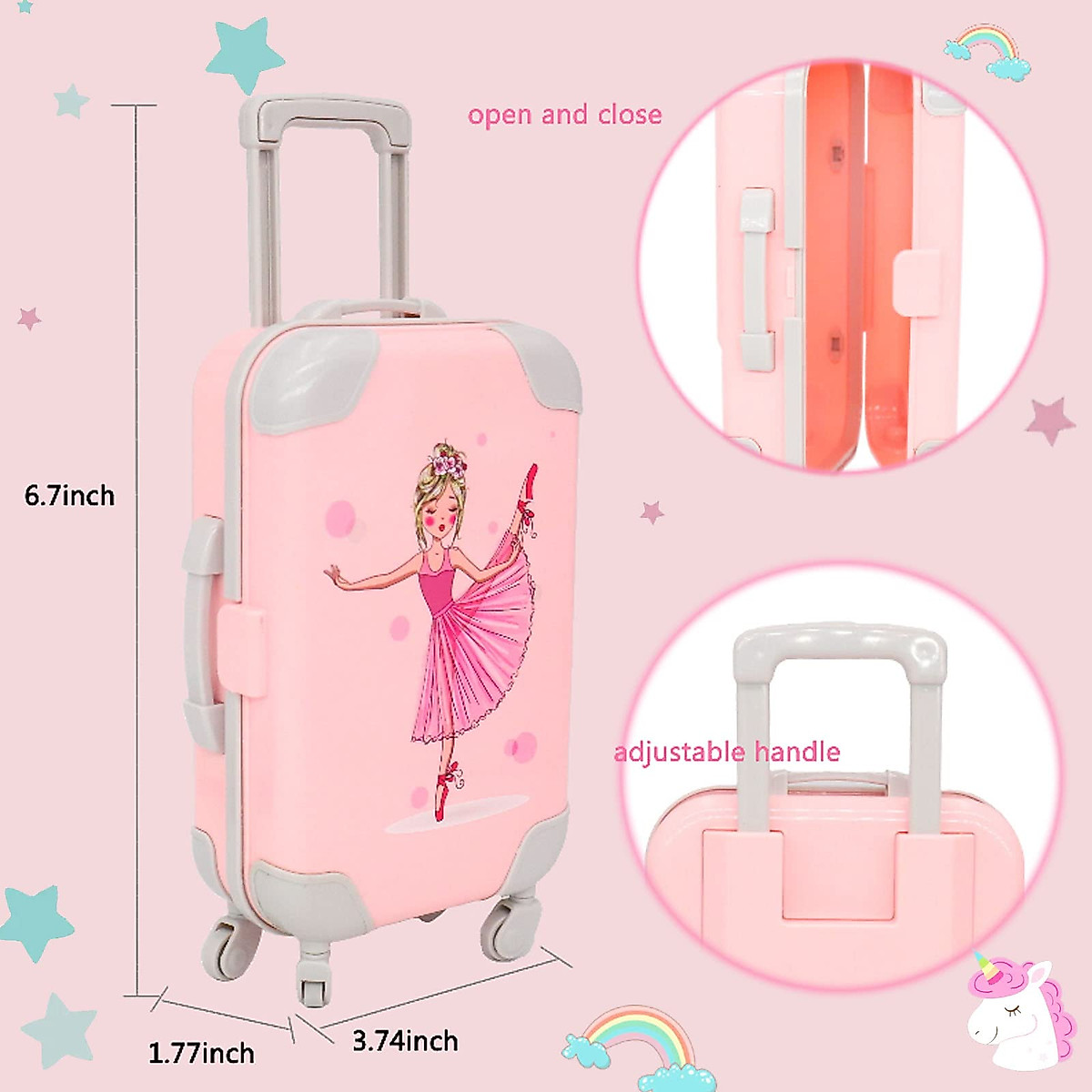 18 Inch American Doll Clothes and Accessories, Travel Play Sets for 18 Inch American Doll Stuff with Doll Clothes, Bag, Travel Pillow, Wallet and Doll Pretend Makeup Girl Toys Gifts