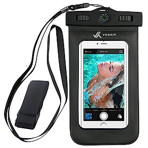 Voxkin Premium Quality Universal Waterproof Case with Armband, Compass, Lanyard - Best Water Proof, Dustproof, Snowproof Pouch Bag for iPhone 12 Pro Max, 12 Mini, S21 Ultra, S20, OnePlus 8, Pixel 5
