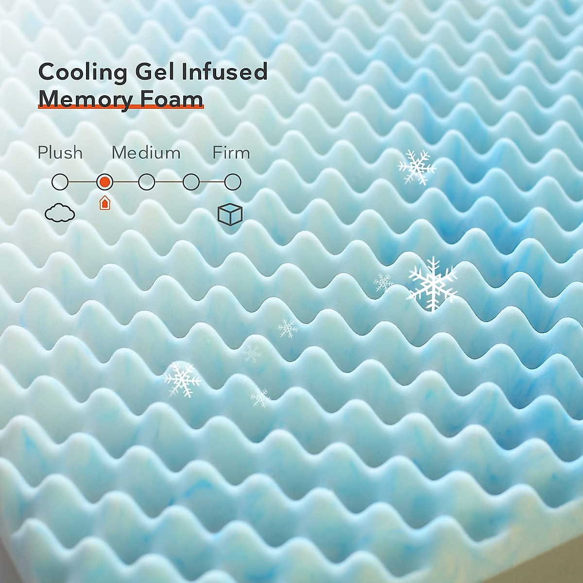 Sweetnight Queen Size 2 Inch Cooling Gel Memory Foam Mattress Topper, Waterproof, White