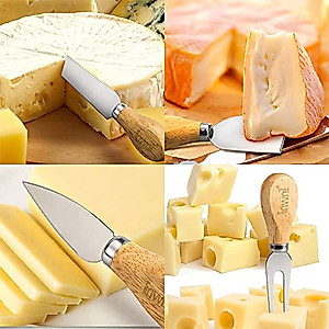 Linwnil Cheese Knife Set with Gift Box for Charcuterie Accessories Stainless Steel Knives with Wood Handle Cheese Slicer