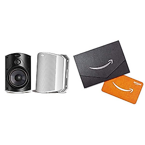 Polk Audio Atrium 5 Outdoor Speakers with Powerful Bass (Pair, White), All-Weather Durability, Broad Sound Coverage, Speed-Lock Mounting System and $20 Amazon.com Gift Card