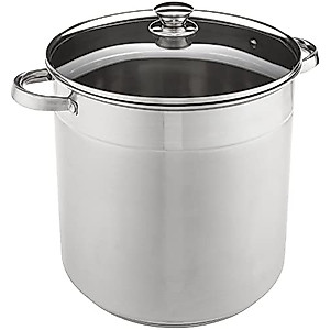 McSunley Stockpot with Encapsulated Bottom Base, 16 Qt, Stainless Steel