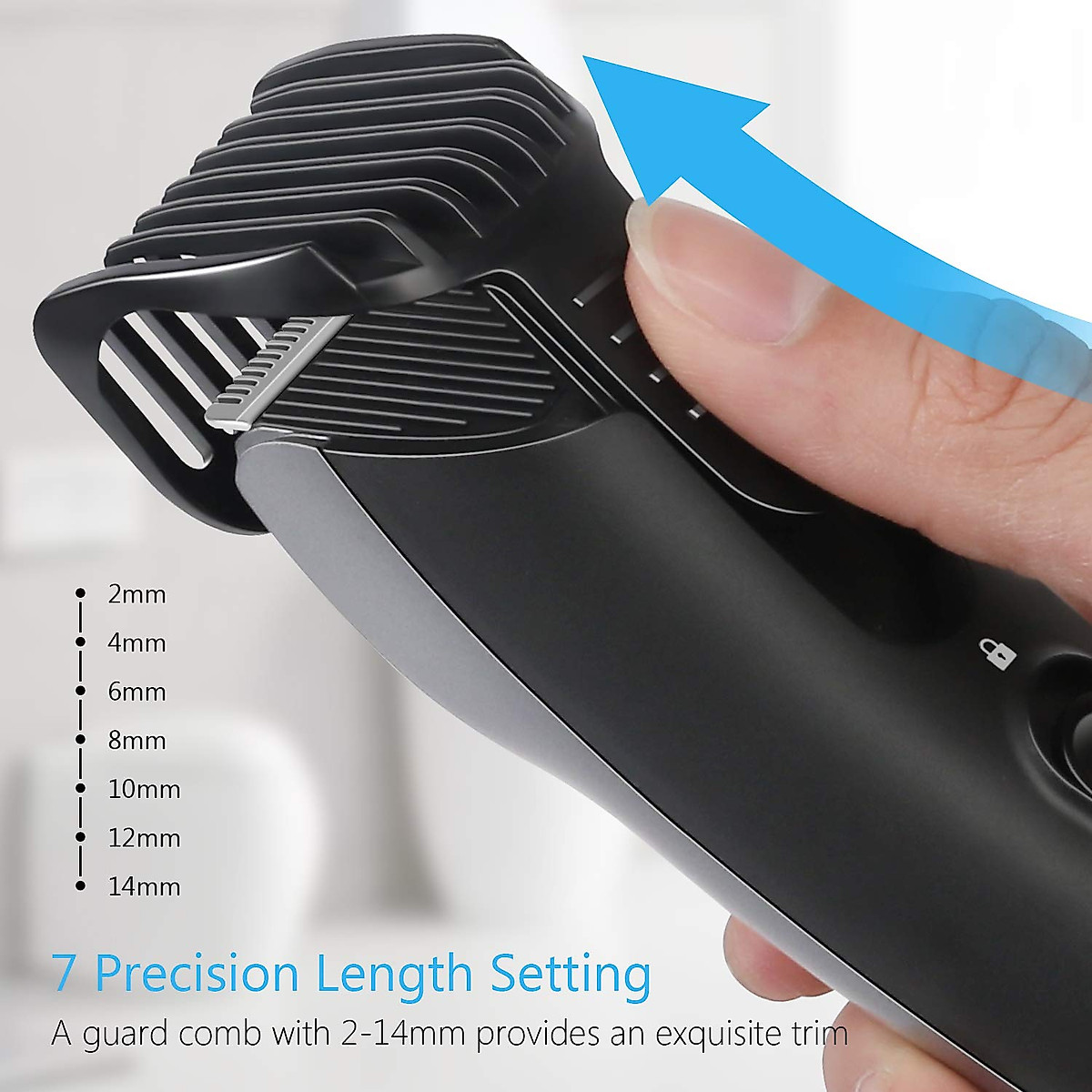 SUPRENT Beard Trimmer Adjustable length 7 Built-in Precise Lengths 2mm-14mm Beard Trimmer with 1 hour Fast&Quick USB Charge, Li-ion Battery