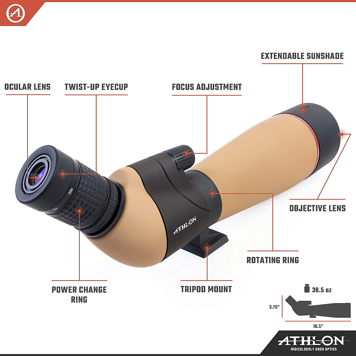 Athlon Optics Talos 20-60x80 Spotter Scope, Black