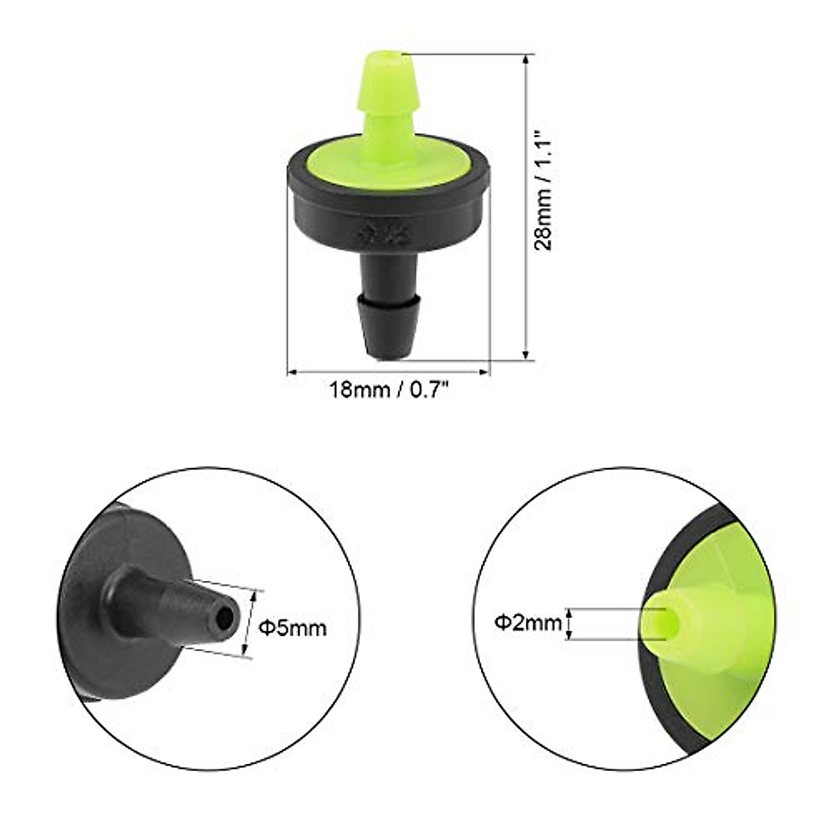 uxcell Pressure Compensating Dripper 8GPH 30L/H Emitter for Garden Lawn Drip Irrigation with Barbed Hose Connector Plastic Green 20pcs