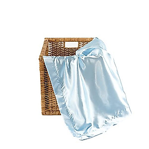 Heavens Cuddles Double Sided Pure Satin Baby Blanket (Light Blue) 48"x36"