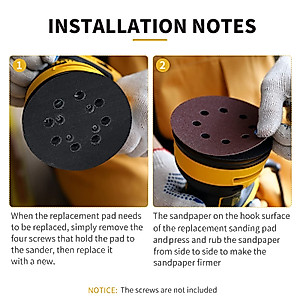 Sander Pad for Dewalt, 2 Pack 5" 8 Hole Hook and Loop Replacement Orbital Metal Sander Pad for DeWalt DWE6421 6421K DWE6423 6423K DCW210B Random Orbital Sander Part DWE64233 & N329079