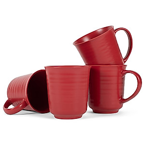 Elanze Designs Red Matte Glaze Finish 17 ounce Stoneware Coffee Cup Mugs Set of 4