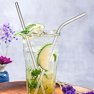 BRIIEC 4pcs Reusable Red Stainless Steel Straws with Carry Case, Metal Straws with Clean Brush, Cute Drinking Straws, Portable for Travel Camping, Kitchen, Bar, Restaurant, Coffee, Juice