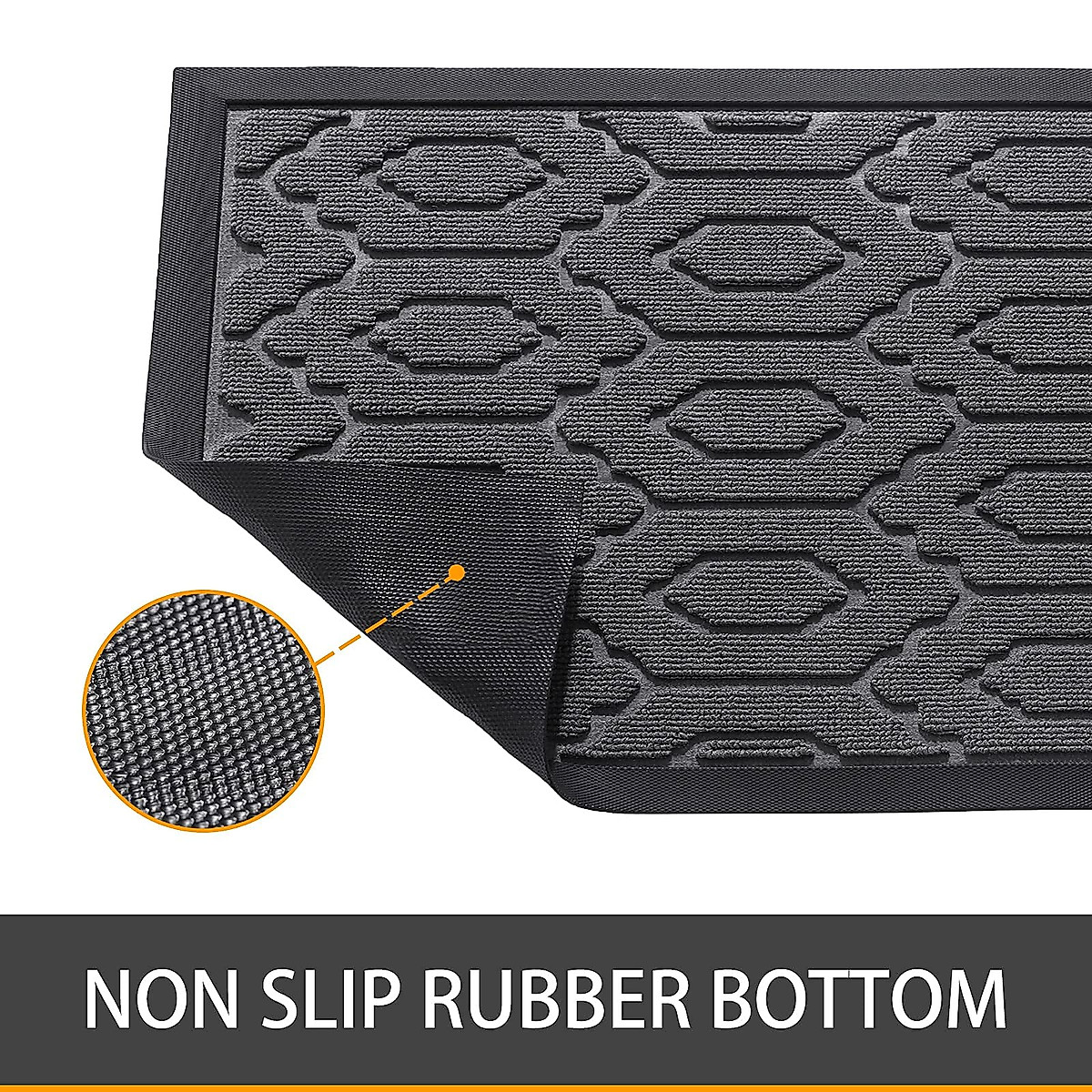 Door Mats Outdoor for Front Door, 29.5"x17" Non Slip Welcome Mats Outdoor Low-Profile Indoor Rug Entryway Doormat for High Traffic Areas, Grey Durable Door Mat