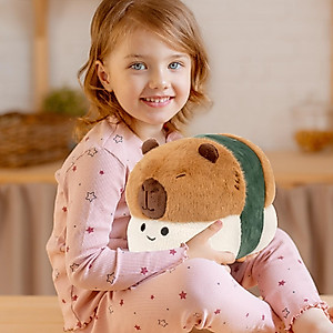 Wanwu World Capybara Plush Pillow Cute Capybara Plush Toy Pillows 13.8'' Capybara Stuffed Animal Soft Capybara Sushi Plushies Doll Birthday Gifts for Boys Girls Kids