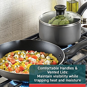 T-fal Initiatives Nonstick Fry Pan Cookware Set, 2-Piece, Black