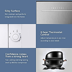 Frestec 1.6 Cu.Ft Mini Fridge for Bedroom, Mini Refrigerator with freezer, Dorm Fridge with Freezer, Reversible Door Perfect for Room and Office, Adjustable Temperature(without Handle, Silver)