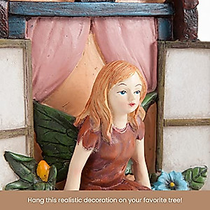 Bits and Pieces - Fairy Tree Hanger with Ladder - Yard Decorations - Whimsical Fairy Sculpture - Indoor/Outdoor Decoration - Garden Decor