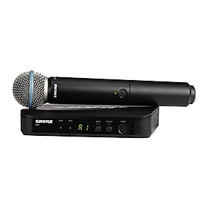 Shure BLX24/B58 UHF Wireless Microphone System - Perfect for Church, Karaoke, Vocals - 14-Hour Battery Life, 300 ft Range | Includes BETA 58A Handheld Vocal Mic, Single Channel Receiver | J11 Band