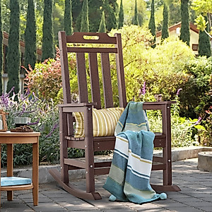 HYDRAGARDEN Outdoor Rocking Chairs, HDPE Oversized Patio Porch Rocker with 380lbs Weight Capacity, All-Weather Indoor Outdoor Rocking Seat for Deck Lawn Yard (Brown)