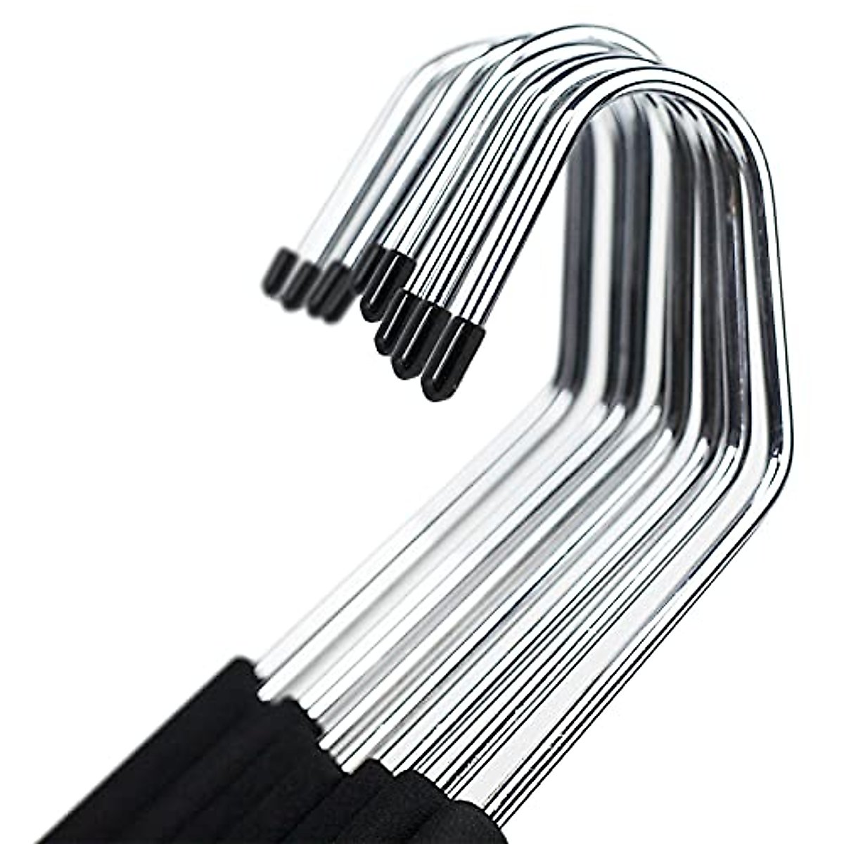 HUJI Heavy Duty Open Ended Easy Slide Chrome Trouser Hangers Organizers (10 Open Ended Easy Slide Hangers)