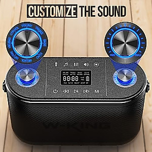 W-KING 120W RMS(240W Peak) Bluetooth Speakers with Huge Bass, 2.1ch 3-Way/Adjustable Bass Treble/Guitar Port/UHF Microphone/Accompaniment/REC/Live/HP Monitor, Large Portable Outdoor Wireless Speaker