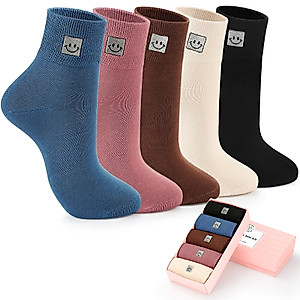 HUGSWEET Thin Soft Cotton Socks for Women above Ankle Crew Bootie Socks Gifts for Women 5-10 Pairs