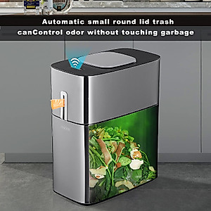 MOPUP Touchless Bathroom Trash Can, 4 Gallon Narrow Metal Automatic Privacy Garbage Can with Motion Sensor and Waterproof Design for Bedroom, Office, Toilet.Stainless Steel Dog-Proof Trash Bin.