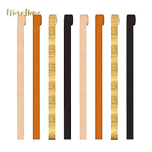 NICROHOME Thanksgiving Party Decorations, 8 Rolls Gold Orange Crepe Paper Streamers, Black Tassels Paper for Retro Parties, Birthday, Harvest Party Supplies, Fall Wedding Party Decorations