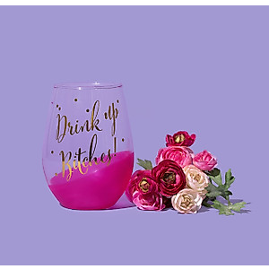 Get Bullish Drink Up Bitches 20 oz. Stemless Wine Glass | Pack of 6