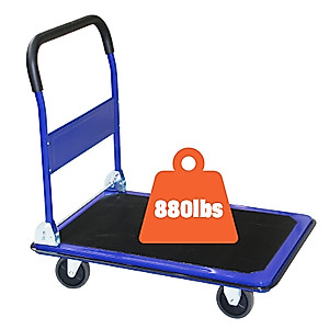 LMKOPUER Folding Platform Cart, 880lb Weight Capacity Rolling Flatbed Cart Hand Platform Truck Moving Platform Dolly Push Cart with 360 Degree Swivel Wheels