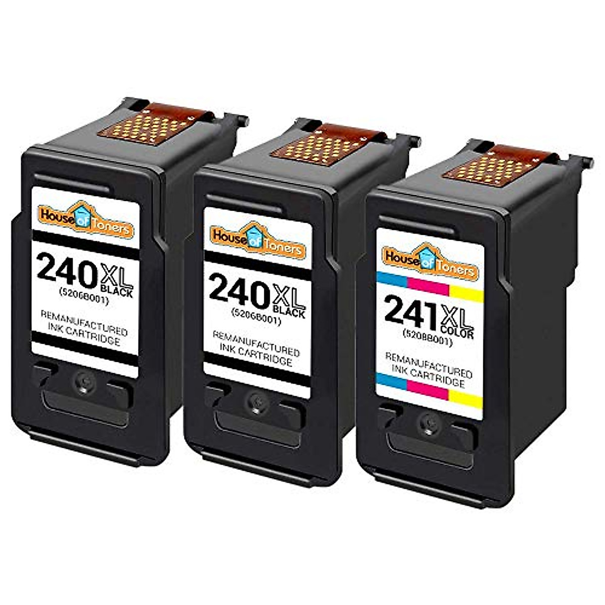 Houseoftoners Remanufactured Ink Cartridge Replacement for Canon PG-240XL CL-241XL 240 XL 241 XL for PIXMA MG2120 MG3220 MG3222 MG3520 MG3620 MX432 MX452 MX472 MX532 TS5120 (2 Black 1 Color, 3PK)