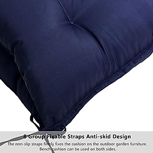Gollense Outdoor Swing Cushions for Outdoor Furniture Waterproof 2-3 Seater Bench Cushion Replacement 4" Thick with Backrest & Ties for Patio Backyard Garden, 47 x 40 Inch, Navy