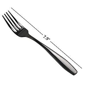 Wekioger 12 Piece Stainless Steel Table Fork Set, 8 Inch Dinner Forks, Black