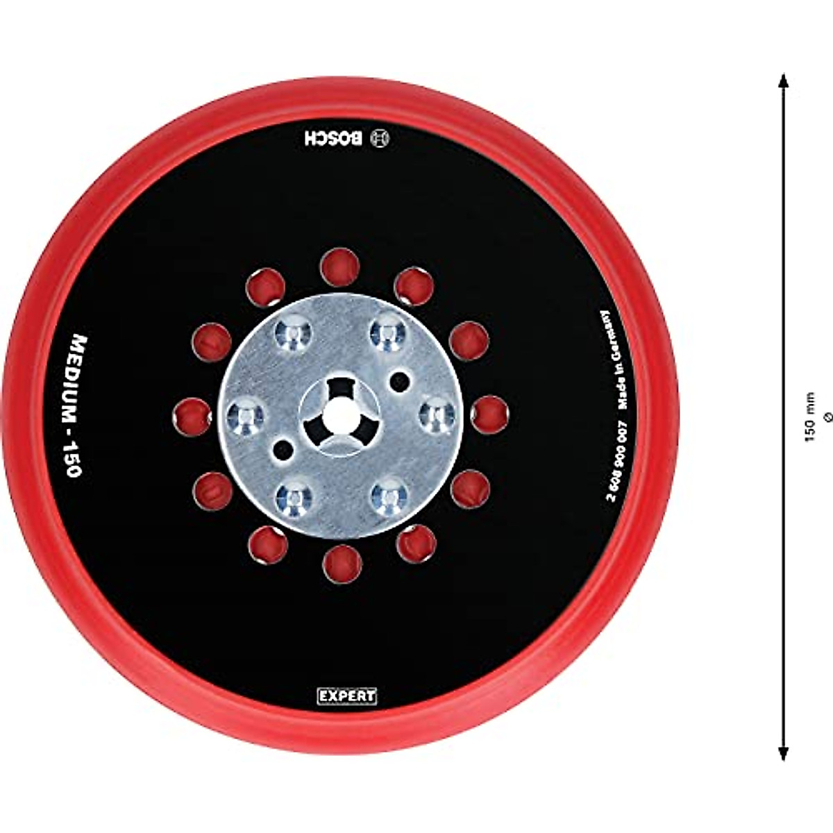Bosch Professional 1x EXPERT Multihole Back Pad Universal 150 mm (Medium Finish), Diameter 150 mm, Accessory Random Orbital Sander)