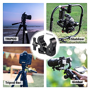 SMALLRIG Super Clamp with 1/4拻 Thread Holes, 3/8拻 Locating Pin for ARRI Standard, T-Shaped Wingnut and Rubber Pads