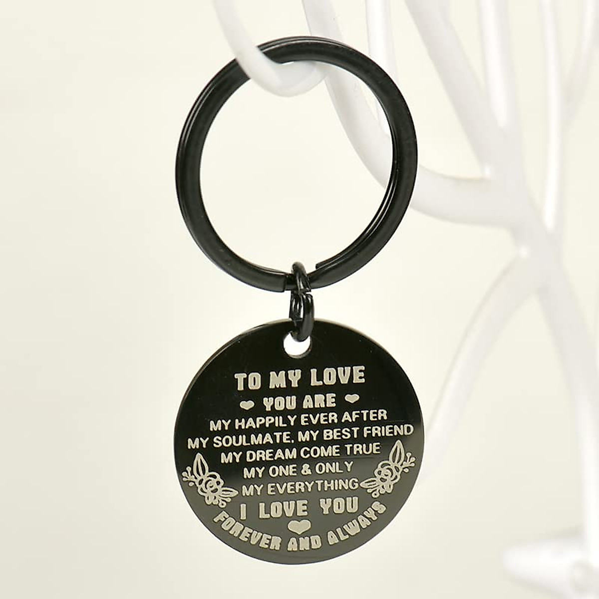 Gift Keychains for Boyfriend Husband Fiance - Wife Girlfriend Gifts for Valantines Day Birthday Anniversary Present for Hubby Wifey BF GF Vday Gifts for Him Her To My Love Black Keychain