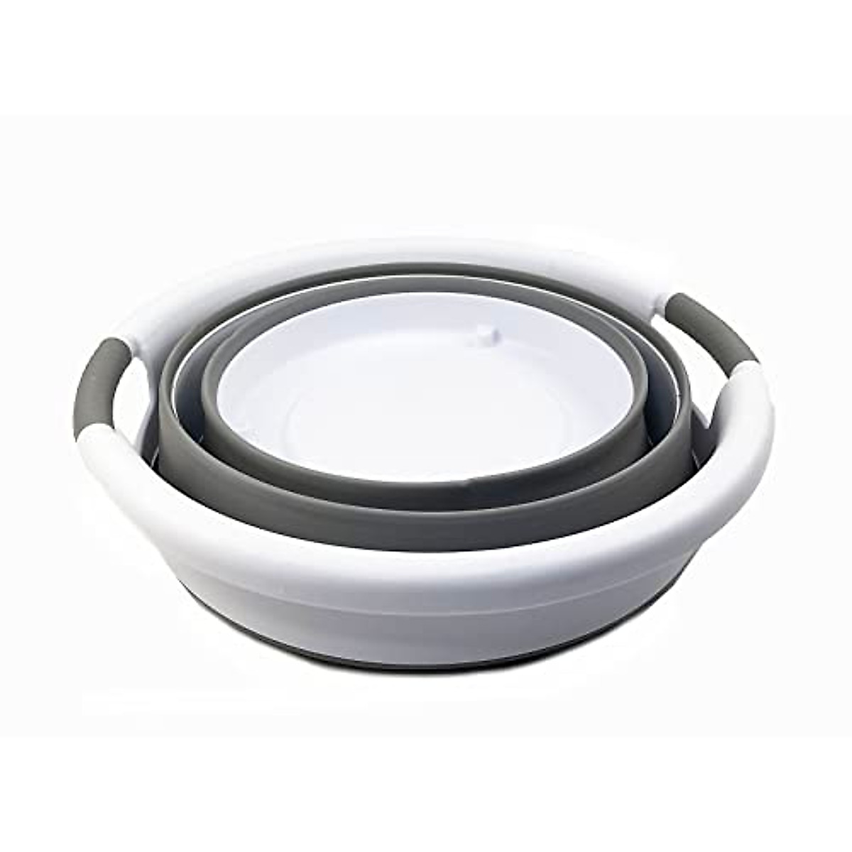 SAMMART 34L (8.9 Gallons) Collapsible Plastic Laundry Basket with Wheels - Foldable Pop Up Storage Container/Organizer with wheels (Grey)