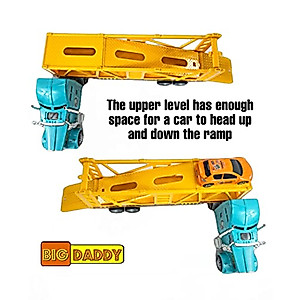 Big Daddy Heavy Duty Tractor Trailer Race Car Carrier Toy Truck with 3 Cars Bundle