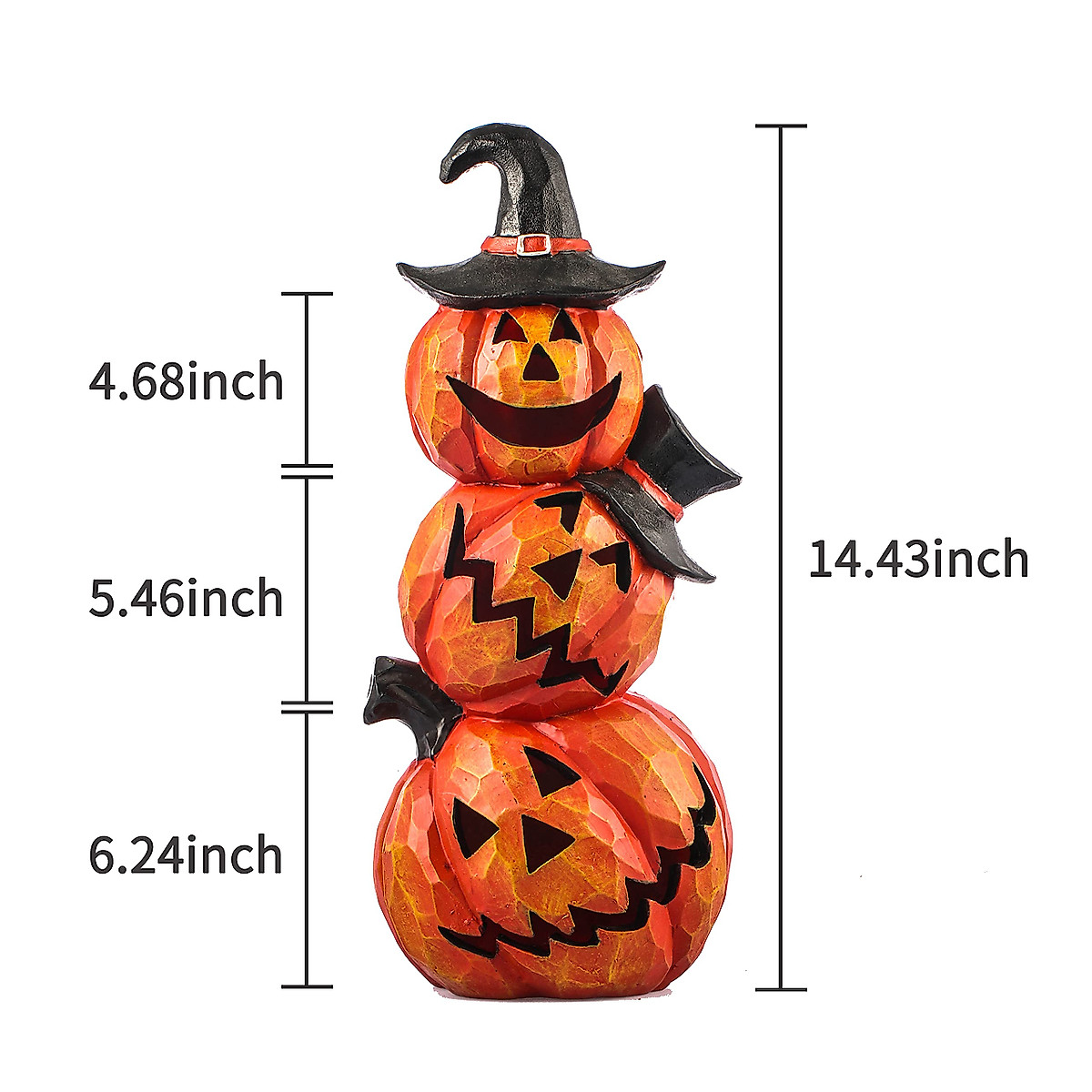 Toiyason 14inch Light Up Evil Pumpkin Scary Jack O'Stack Halloween Ornament Decoration for Outdoor Indoor Garden Party Festival Events