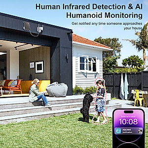 Ankway Solar Security Camera, Wireless Outdoor Cameras with Smart App, Color Night Vision, 360° PTZ WiFi Camera, IP65 Waterproof, AI Detection, 2-Way Talk, 3.5W Solar Powered Panel