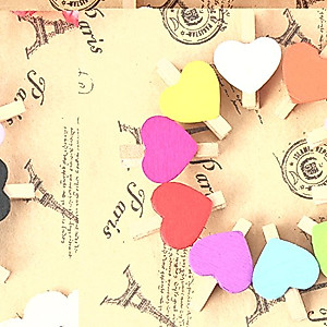 uxcell Card Photo Paper Love Heart Crafts Spring Pegs Mini Wooden Plastic Art Suppllies Multi-Purpose Clip 50pcs Pink