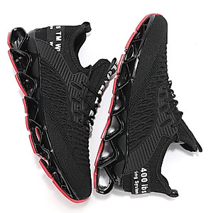Womens Slip on Walking Running Shoes Blade Tennis Casual Fashion Sneakers Comfort Non Slip Work Sport Athletic Trainer Black/Red