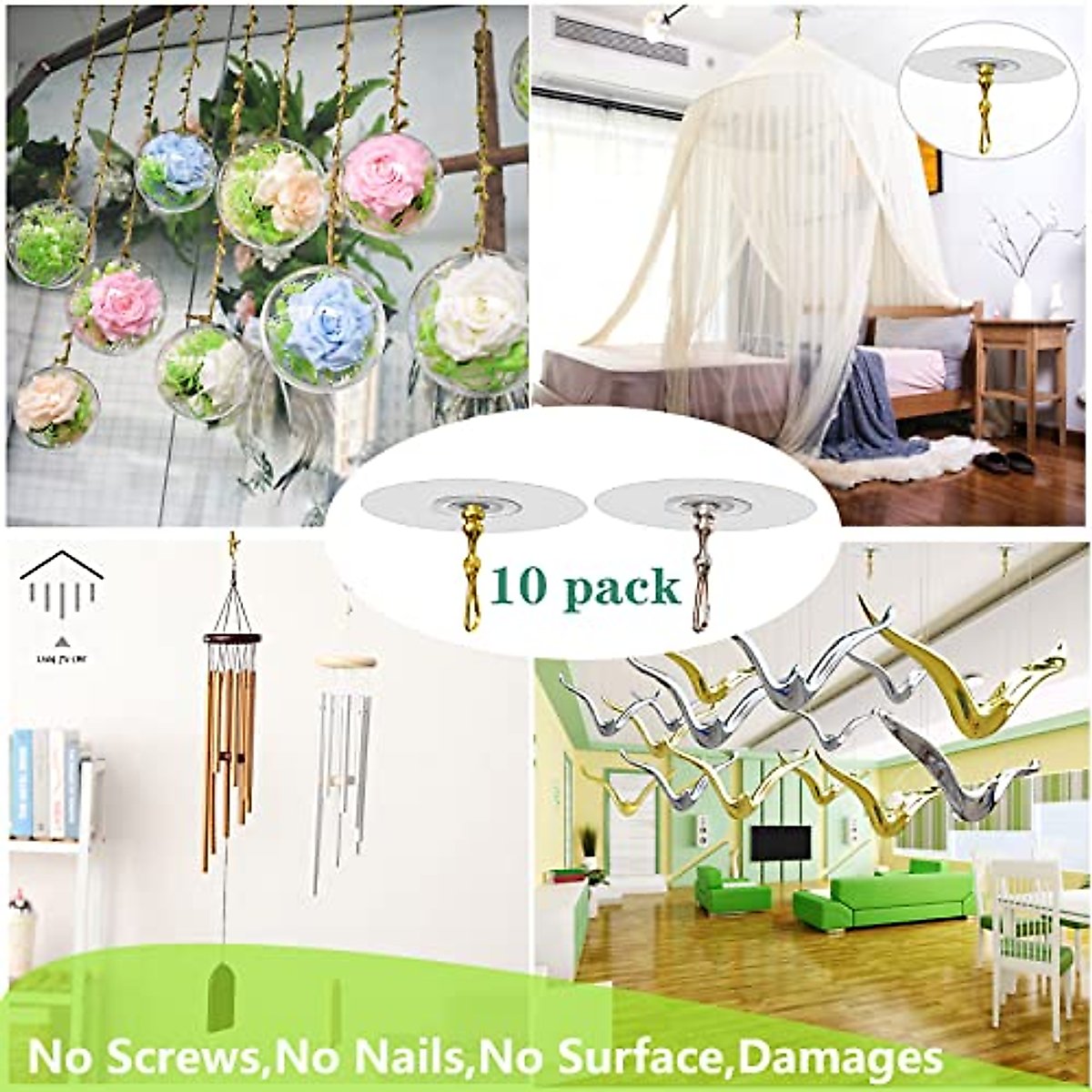 10PC Adhesive Ceiling Hooks for Hanging Nail-Free Sticky Hooks Drop Ceiling Hooks Small Ceiling Suspension Adhesive Wall Hook Sticky Hanger Utility Ceiling Hooks Ceiling Decoration Hook Hanging