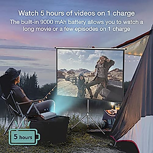 2024 Upgraded Portable Projector, EZCast J4 Rechargeable Movie Projector - Built-in Battery & Speaker - 1080P Pico Projector, Camping Projector, Compatible w/HDMI, USB, iPhone, Android, Tablet, Laptop