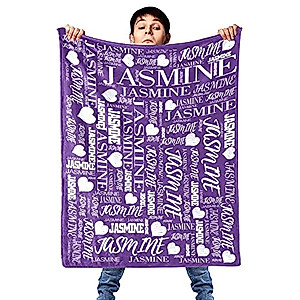 Custom Blanket Personalized Name Blanket Customized Blanket with Name Text for Adult Kid Birthday Christmas Mothers Fathers Valentines Day Gift (Monogrammed 03, 50" x 60")