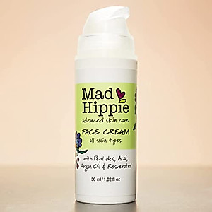 Mad Hippie Facial Skin Care Products, Face Cream, Face Moisturizer Packed with Natural Vegan Active Ingredients, Peptides & Antioxidants to Reduce the Appearance of Wrinkles, 1.0 Fl Oz